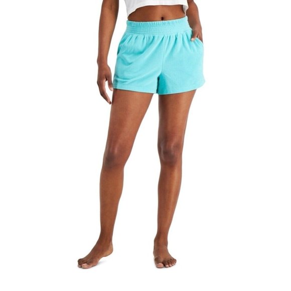 Jenni | Shorts | Jenni Womens Smockedwaist Terrycloth Shorts Ocean Aqua ...